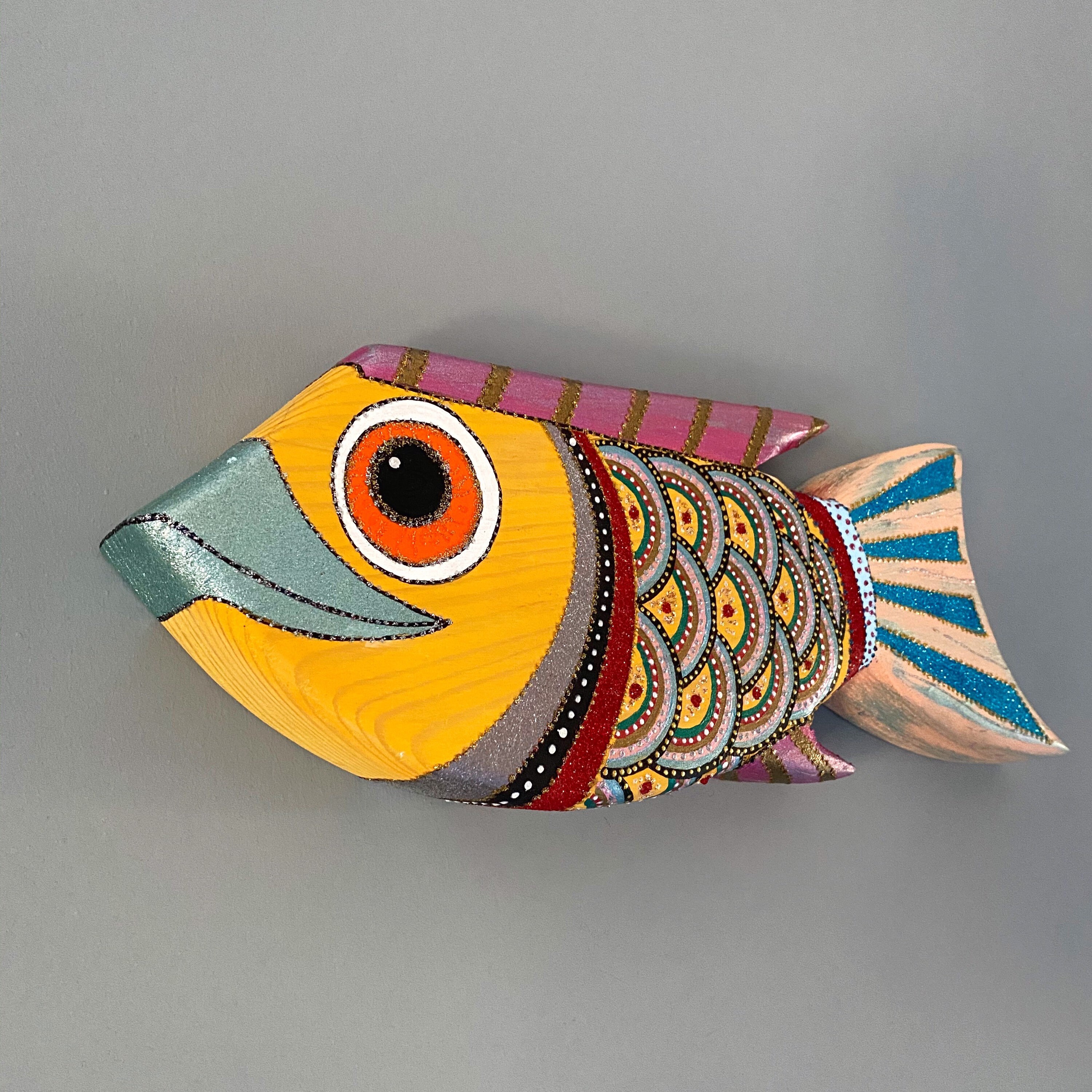 Handmade Wooden Fish, Modern Wood Art, Wood Art for Wall, Painted ...