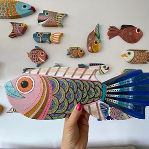 Pink Wooden Fish Wall Decor, Wooden Fish, Wood Art , Home Decor , Pink ...