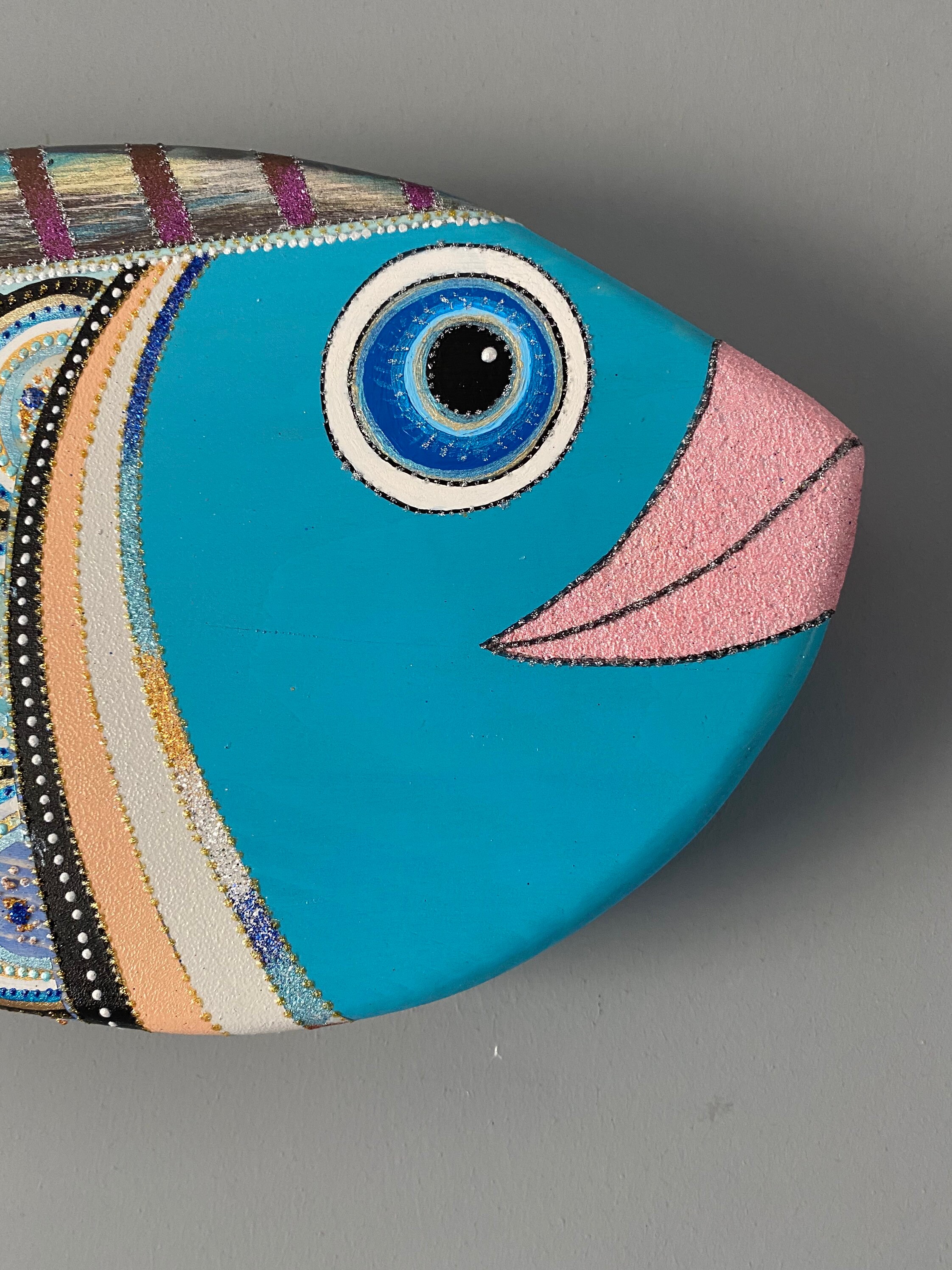 Blue Wooden Fish Wall Decor, Wooden Fish, Wood Art , Home Decor , Blue ...