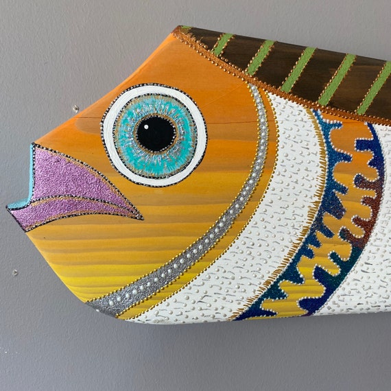 Yellow wooden fish Fish art Wooden fish Wood Art home | Etsy