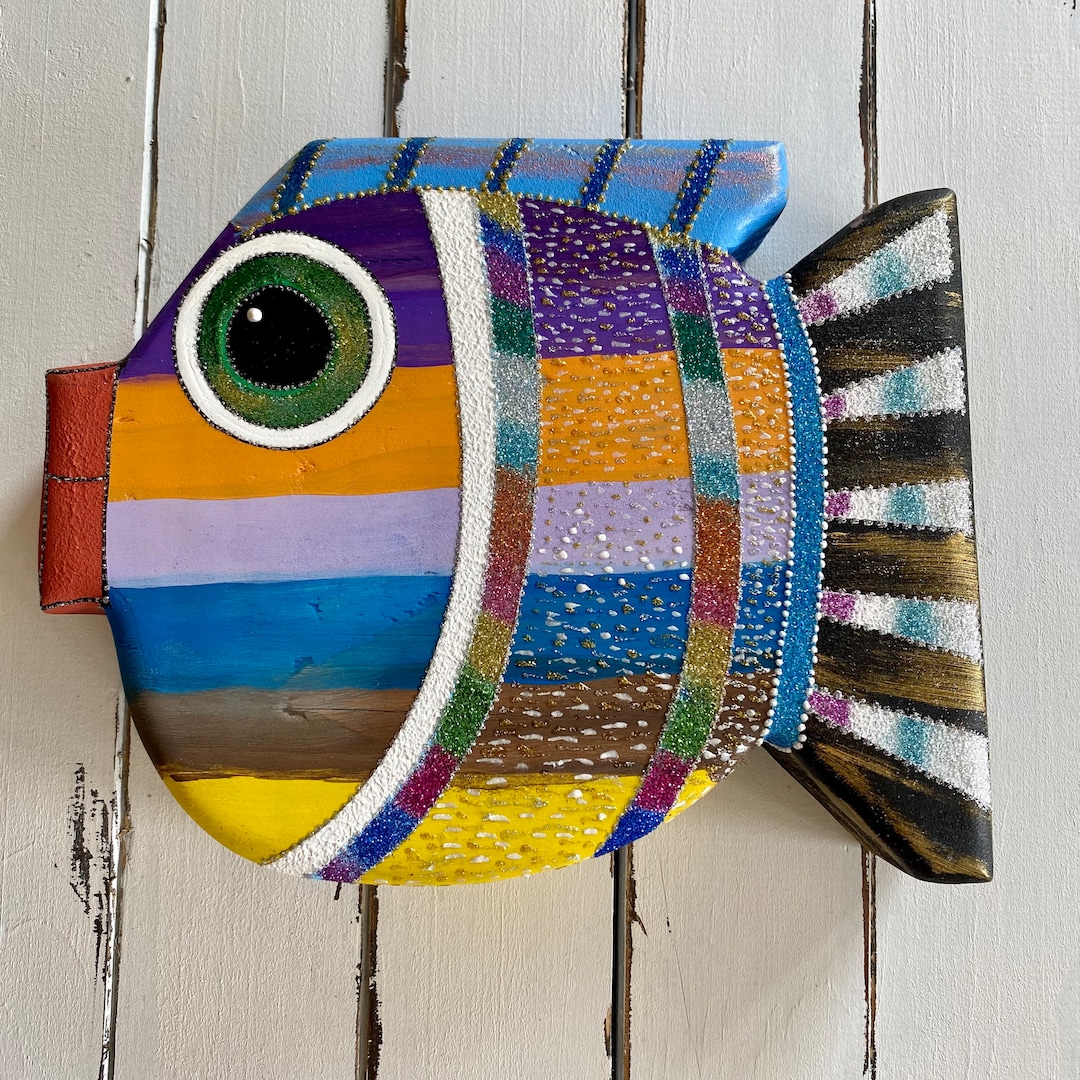 Wooden Fish Wall Hanging, Painted Fish, Wall Hanging, Marine Decor ...