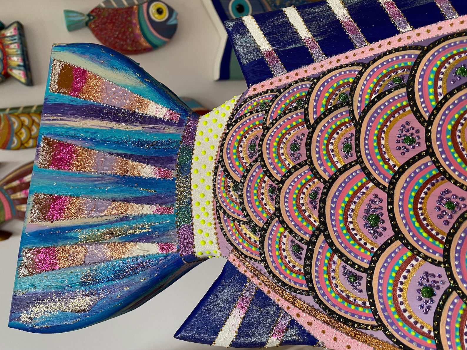 Handmade Wooden Fish, Modern Wood Art, Wood Art for Wall, Painted ...