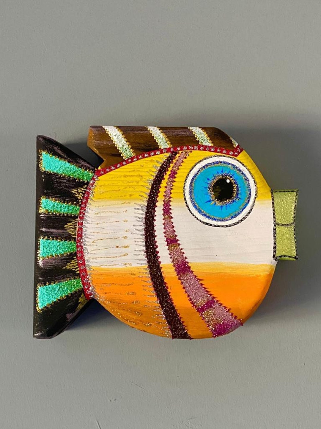 Colorfull Wooden Fish, Home Decor, Fish Art, Free Shipping Wall Hanging ...