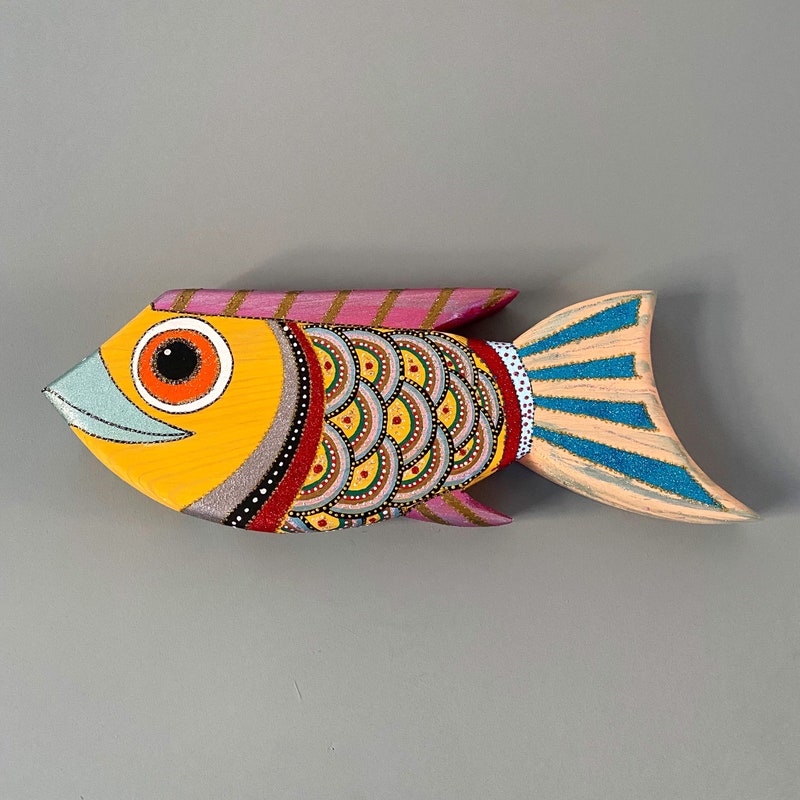 Painted Wooden Fish - Etsy