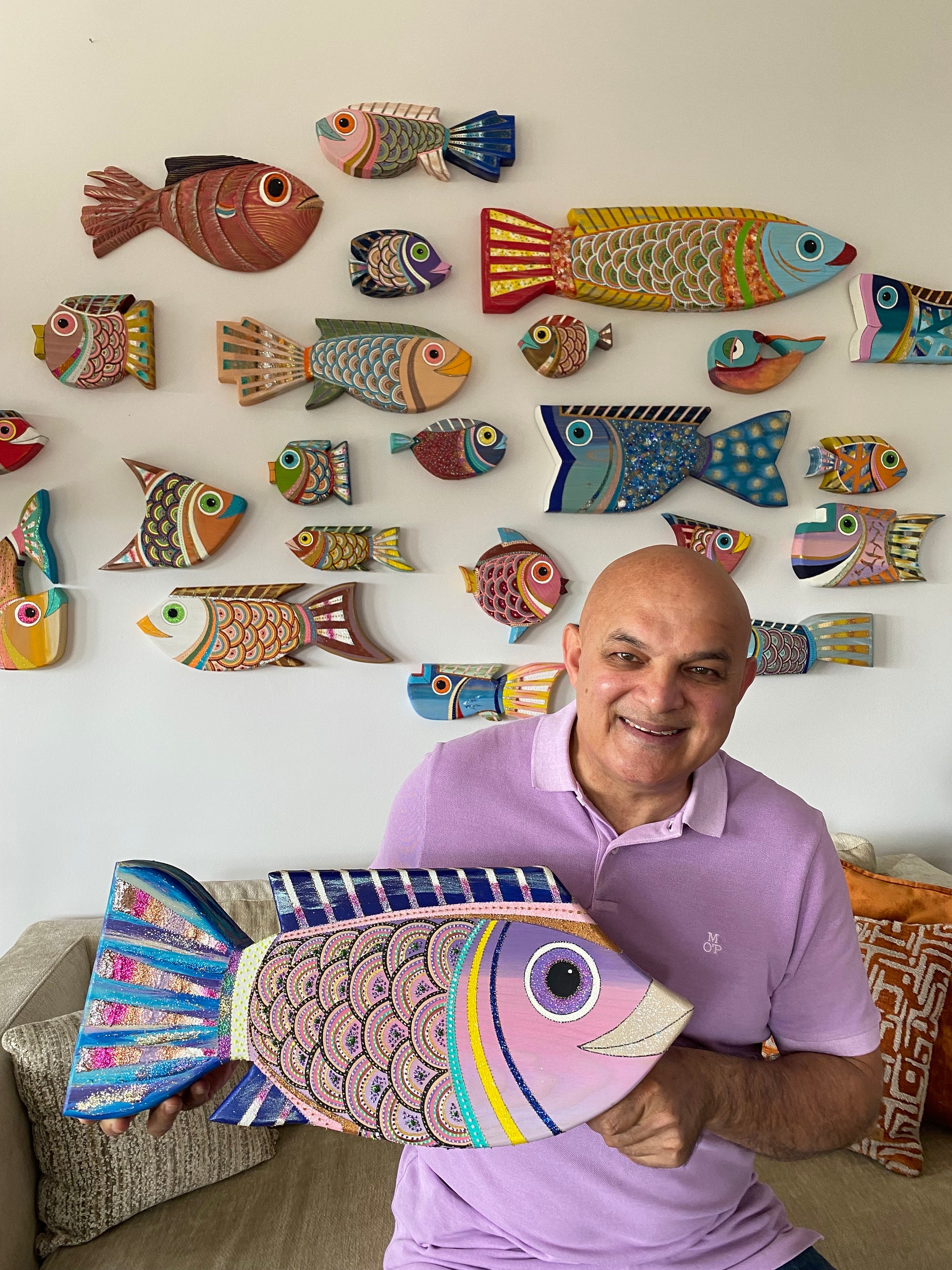 Handmade Wooden Fish, Modern Wood Art, Wood Art for Wall, Painted ...