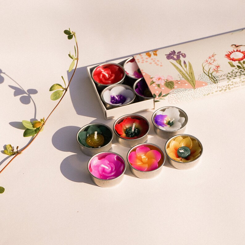 10 Assorted Handmade Tropical Flower Scented Tealight Set With | Etsy