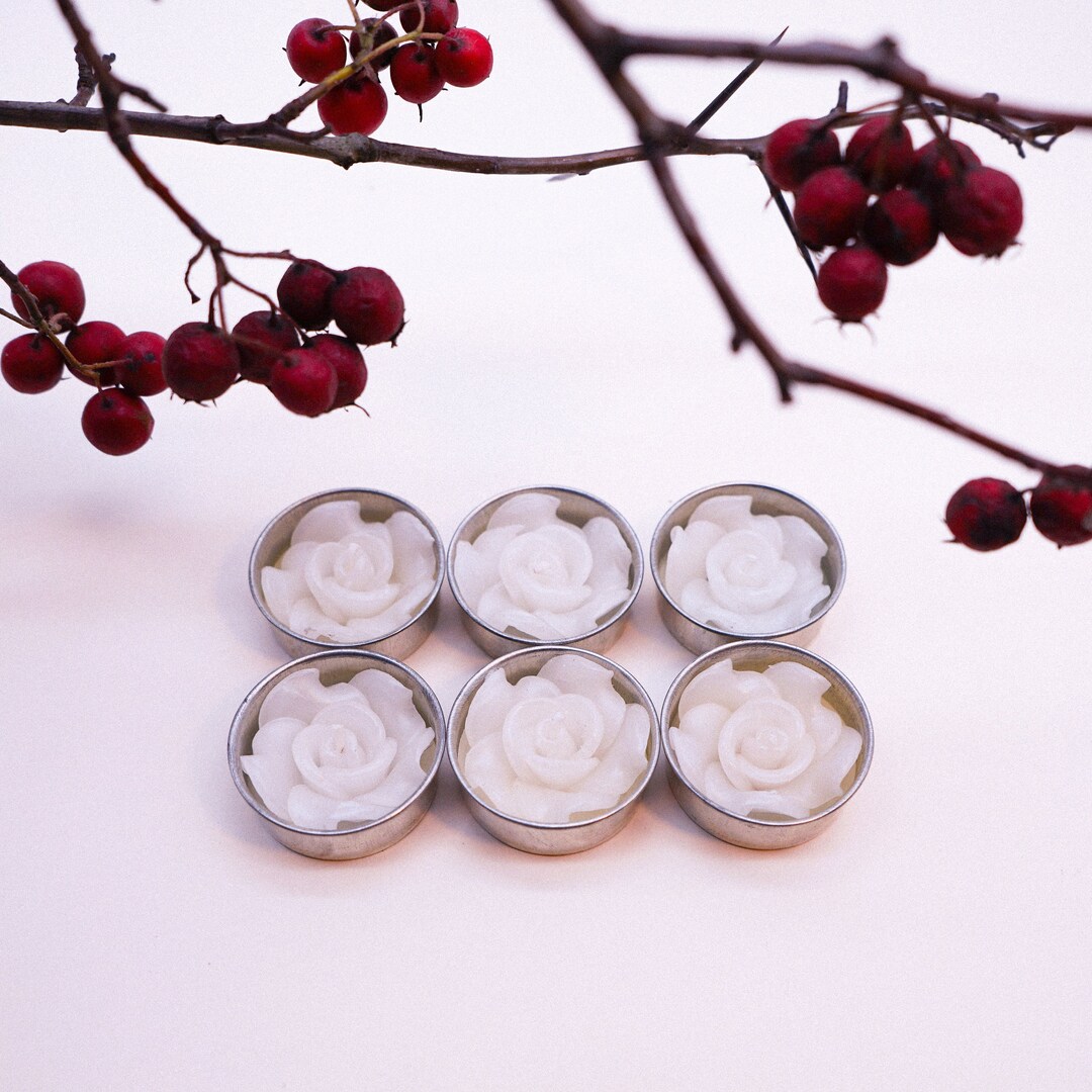 8 Handmade White Rose Scented Tealight Set - Etsy