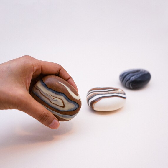 Handmade Large Pebble Soap With Marble Effect Design - Etsy