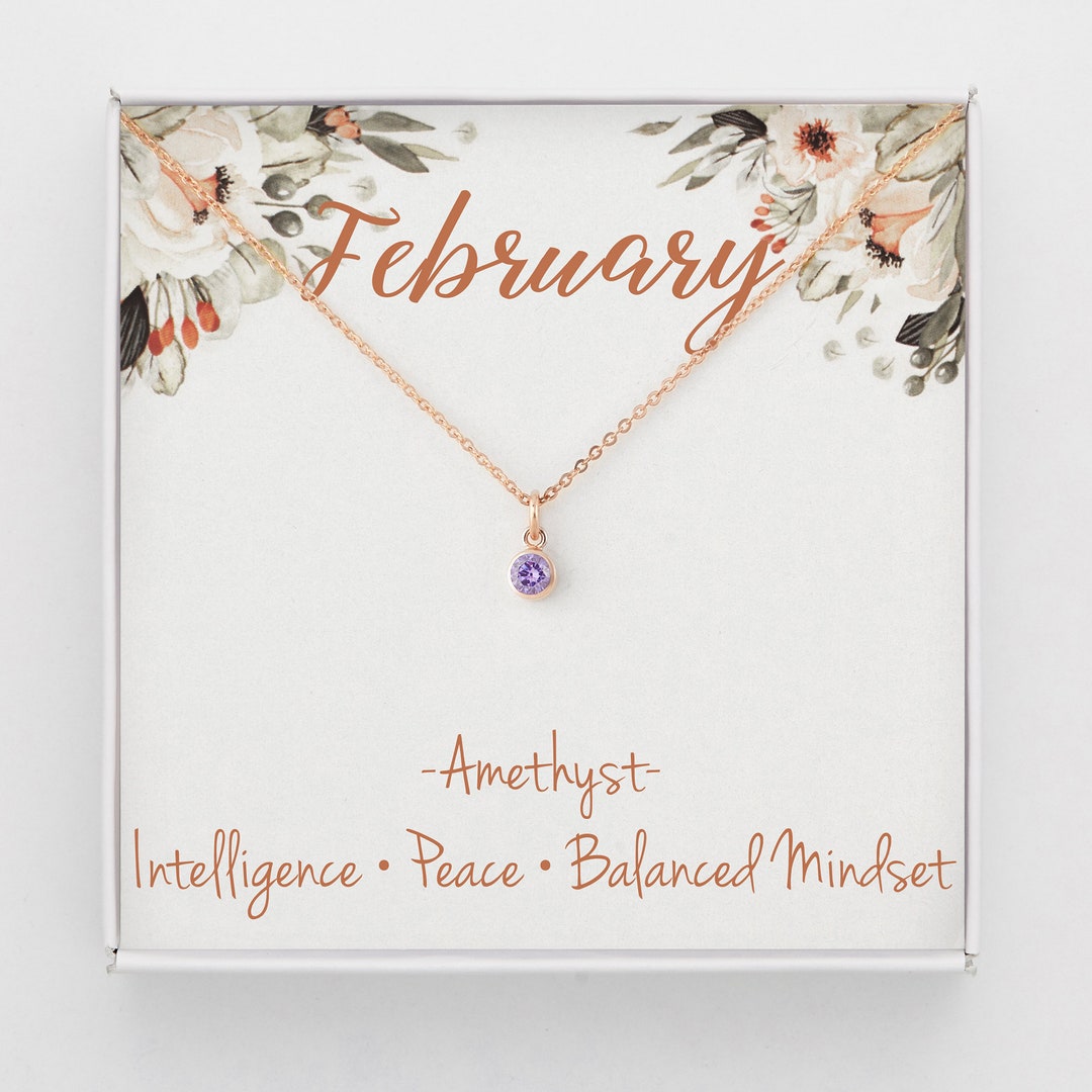 February Birthstone Necklace Birthstone Jewelry Birthday - Etsy