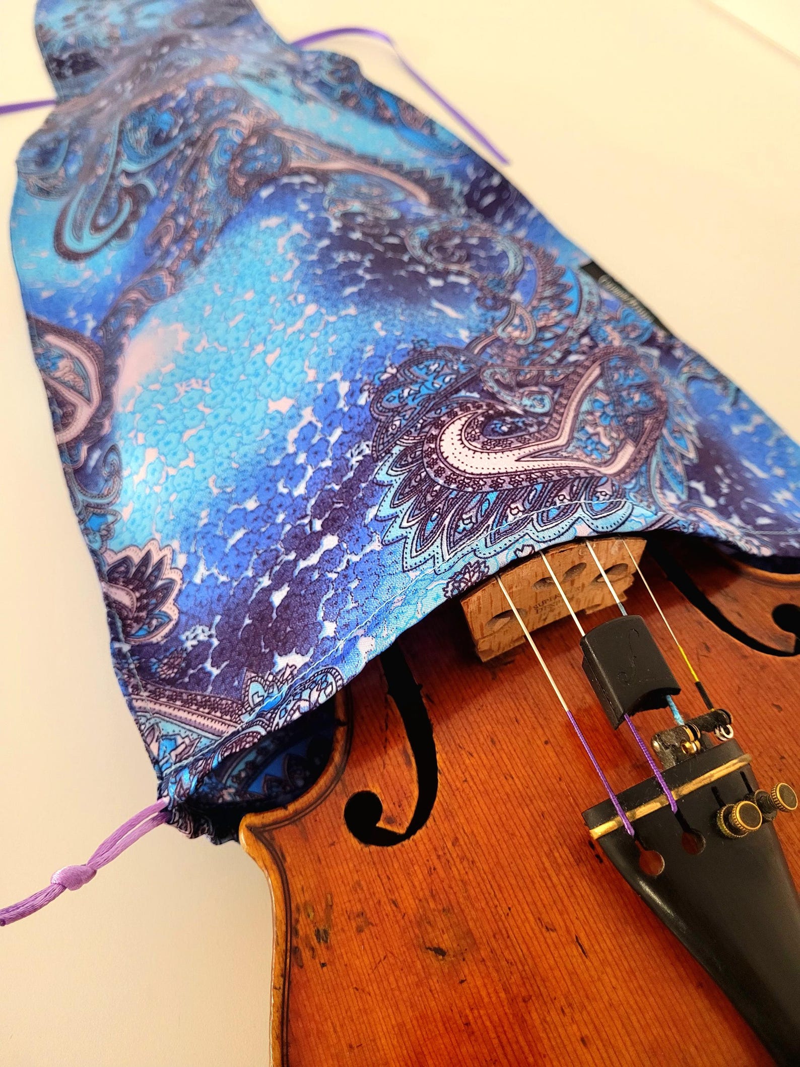 Violin Silk Bag - Mauve & Blue Paisley - Etsy