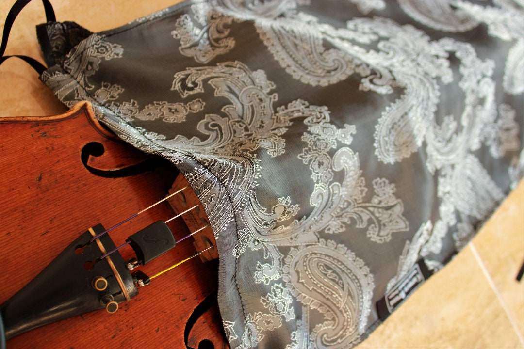 Violin Silk Bag - Metallic Silver Floral - Etsy