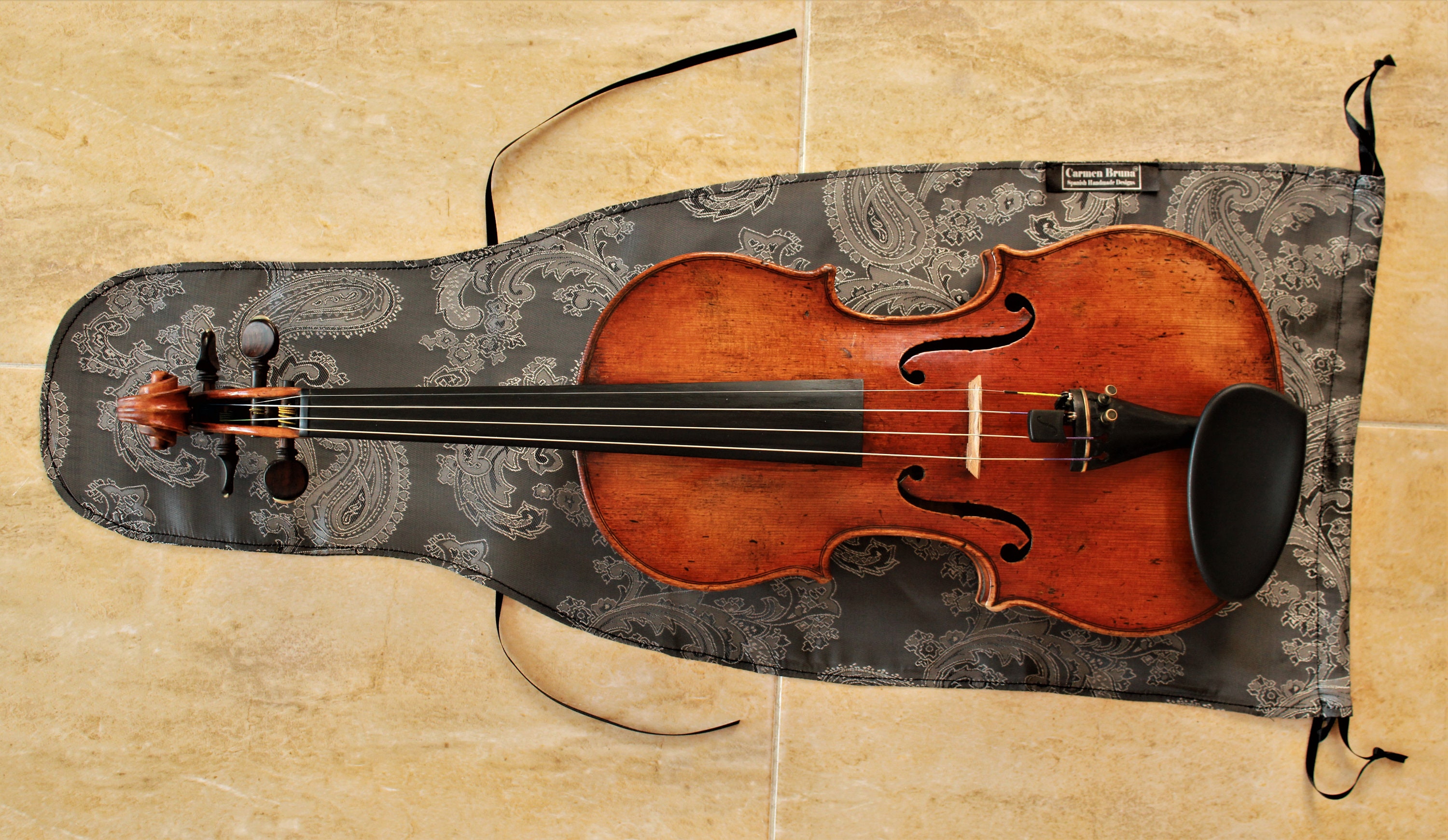 Violin Silk Bag - Metallic Silver Floral - Etsy