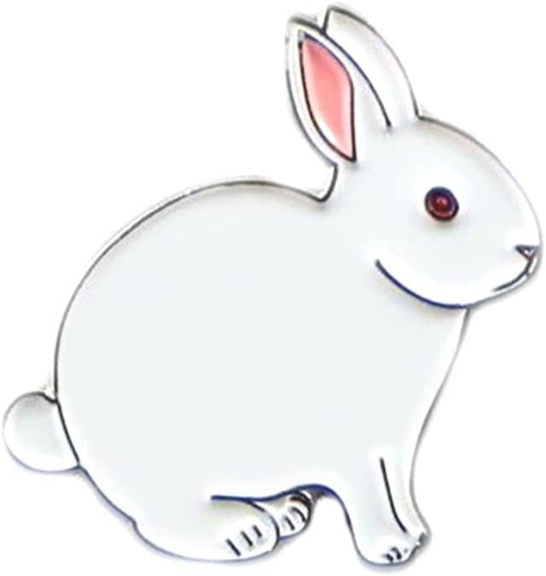 White Bunny Rabbit Metal Enamel Pin Badge Lapel - Etsy