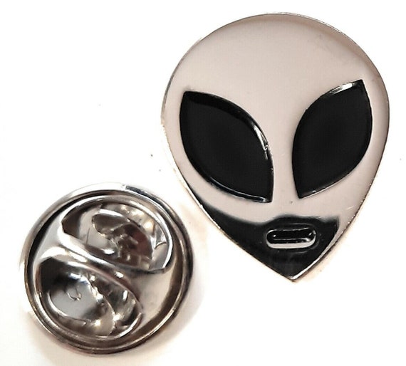 Chrome Alien Head Pin Badge Lapel - Etsy