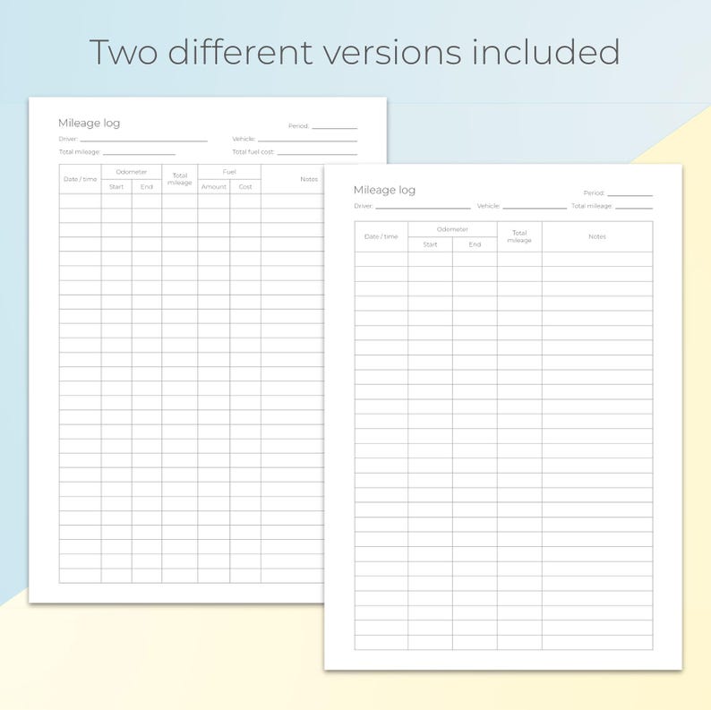 Mileage and Fuel Log · Printable PDF · English and Spanish - Etsy