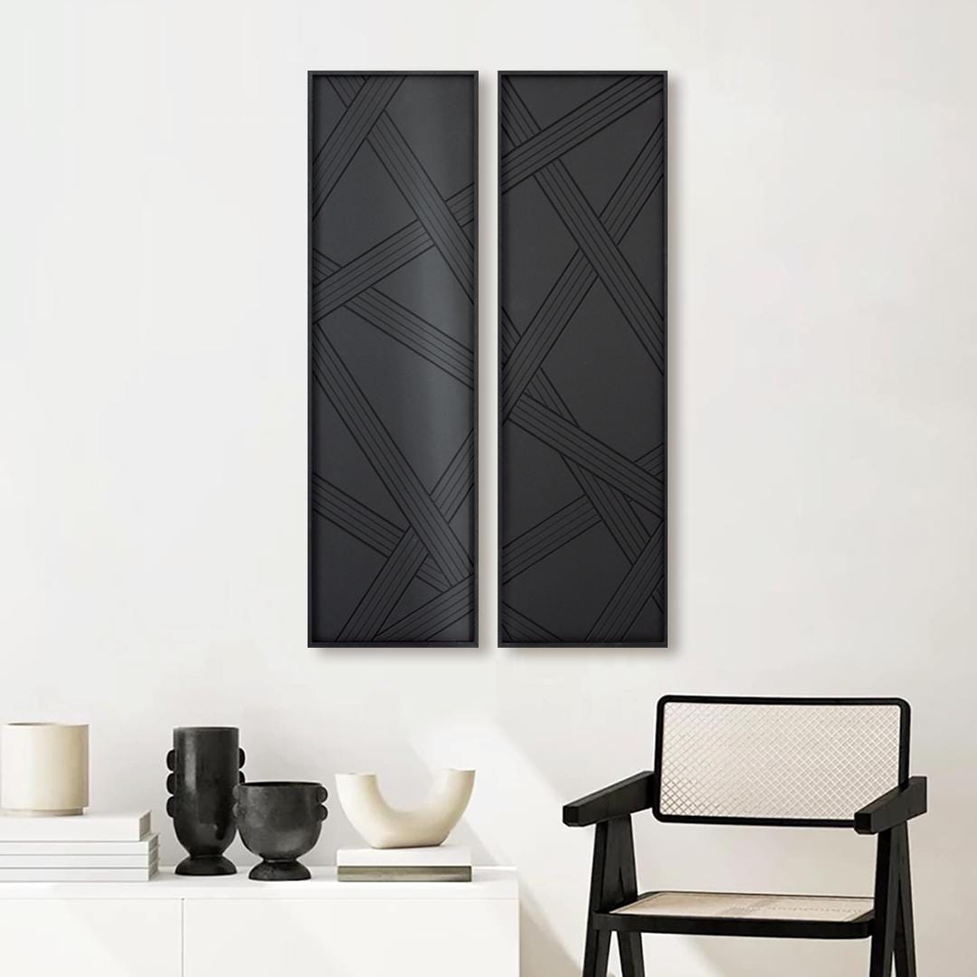 Tangle Black, Modern Geometric Wood Wall Art, 3d Wall Art, Wall Decor ...