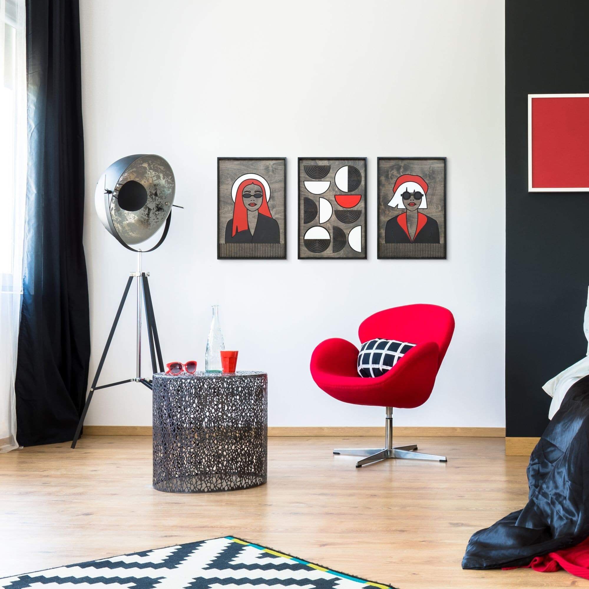 Mathilda Red Woman Wall Art Colorful Wall Art Red Black - Etsy