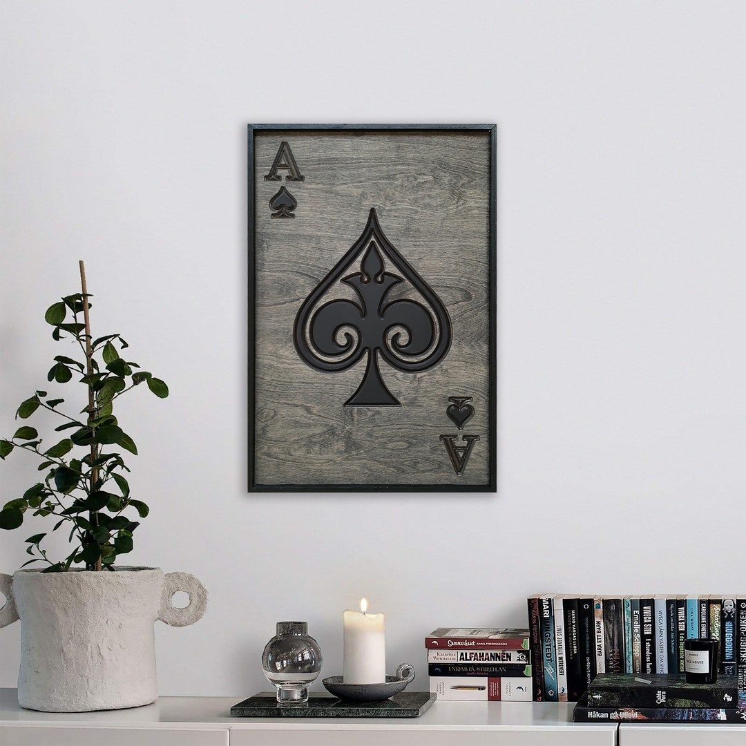 Ace of Spades, Painting Wood Wall Art, Wood Wall Art, Vertical Wall Art ...