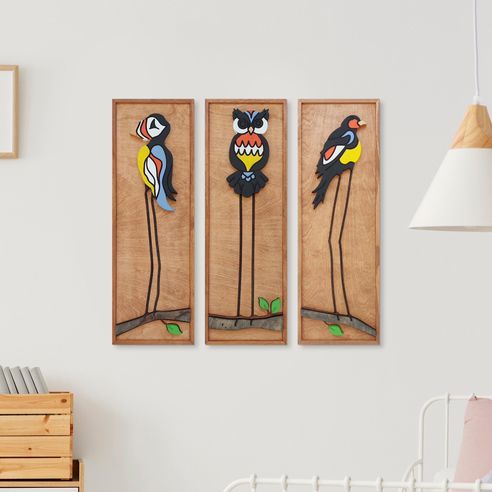 Tropica Birds, (relief Walnut) Wood Wall Art, Decor, Rustic, Hanging ...