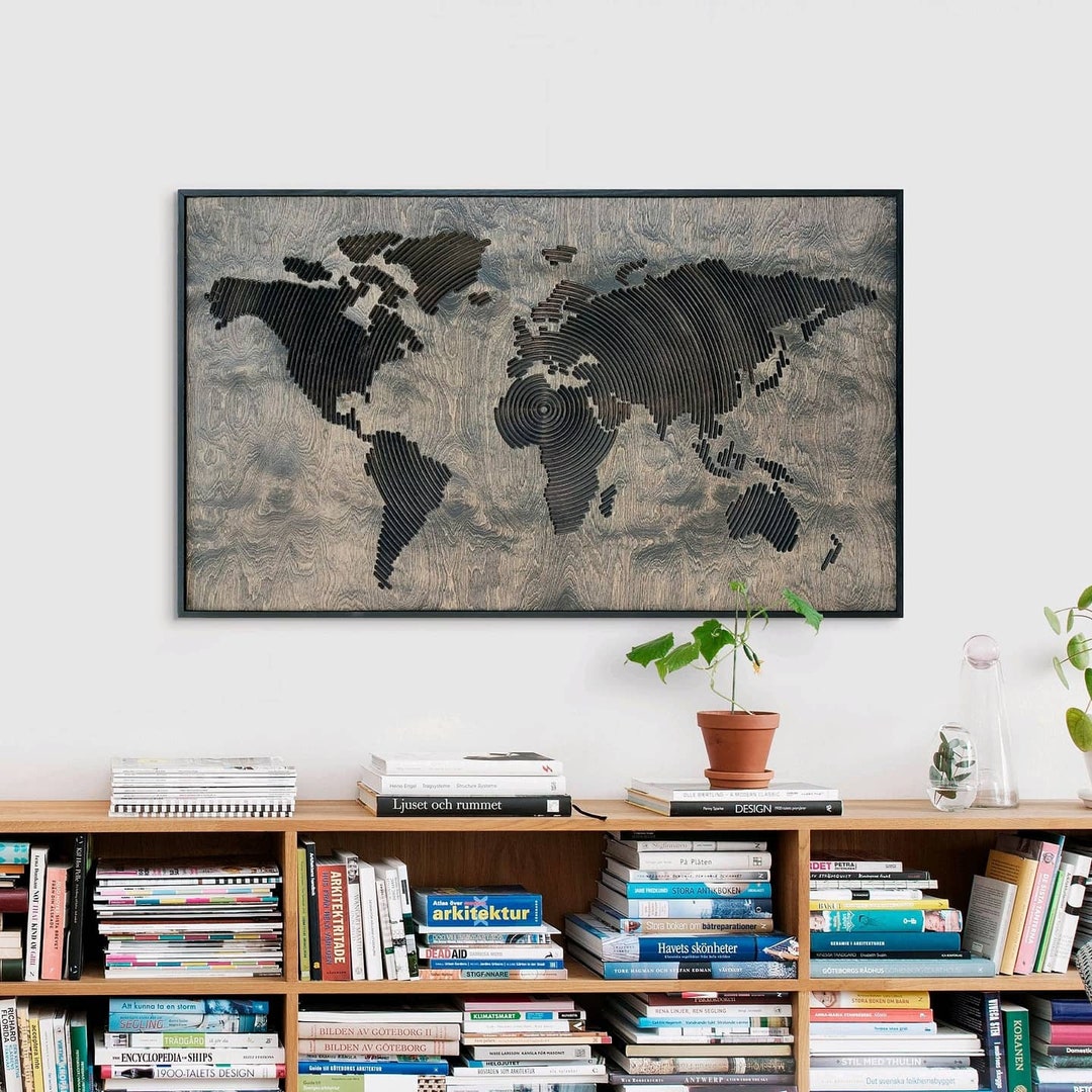 Wooden World Map, Wooden Wall Decor, Wall Hanging, Housewarming Gift ...