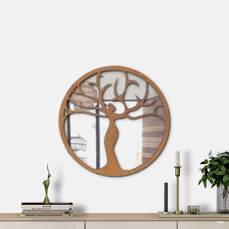 Wood Mirror Tree of Life II Wall Mirror Geometric Mirror - Etsy