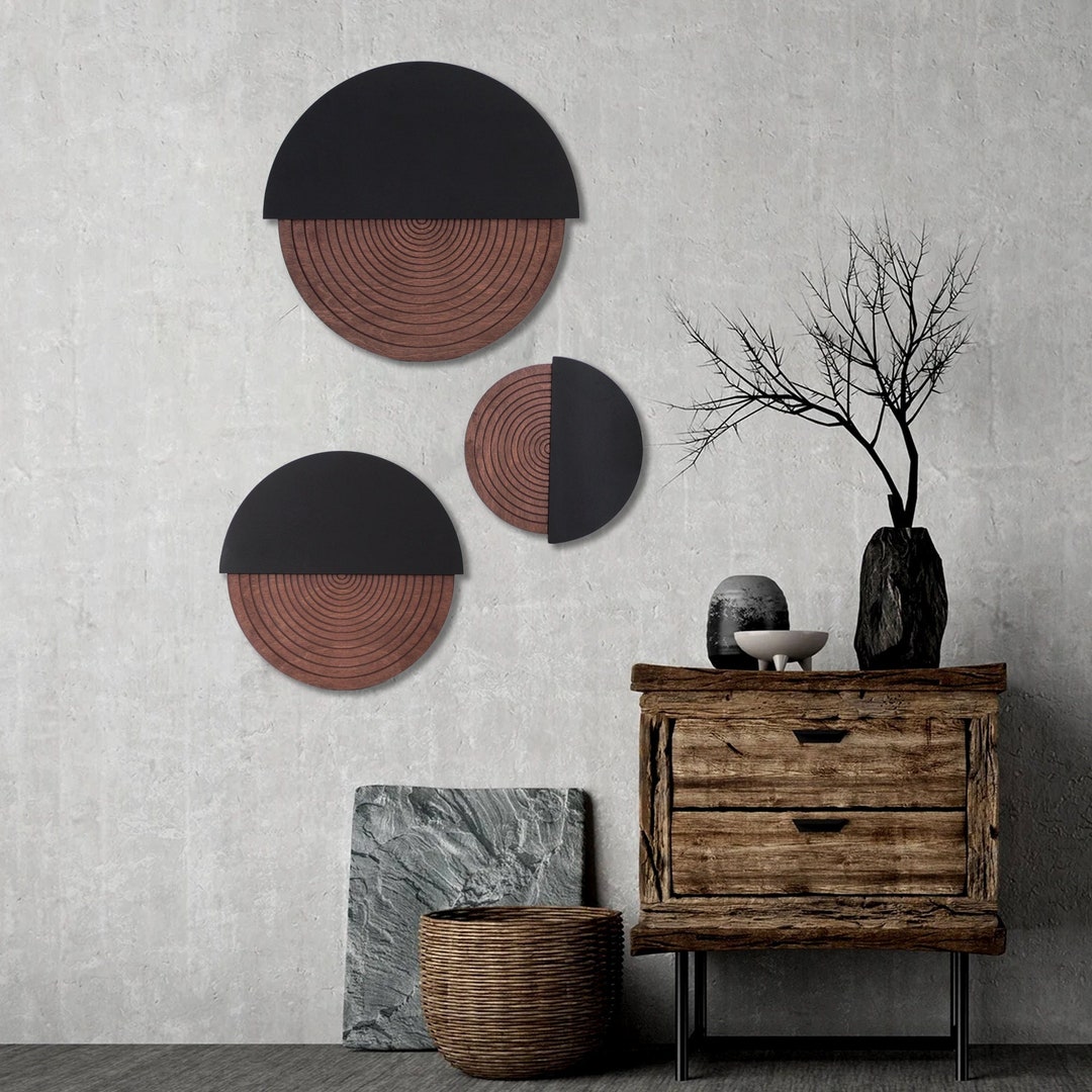 Woodpie Set Circular Wood Art 3D Wood Decor Wood Wall Decor Art ...