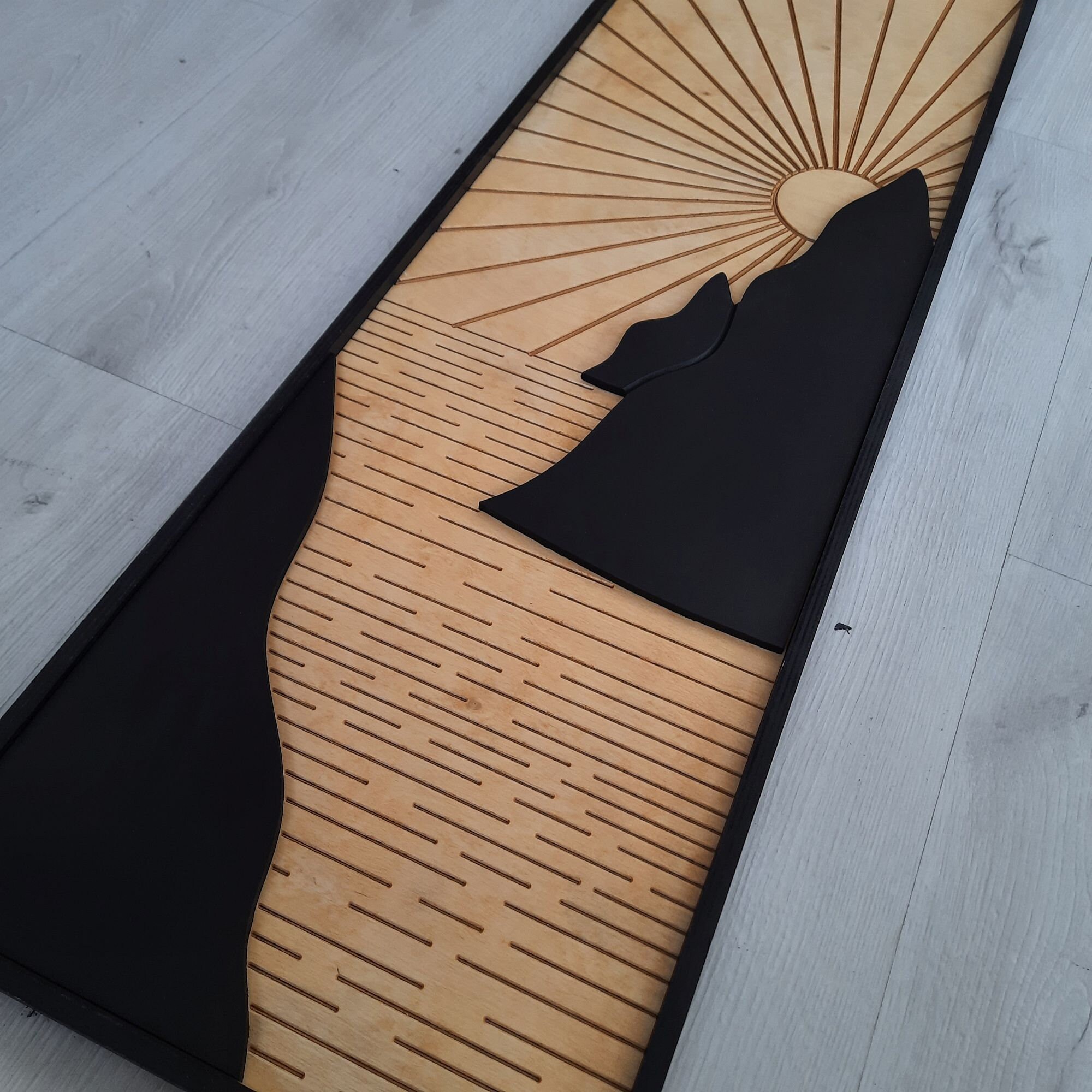 Sunset Modern Sunset Wood Wall Art Moon Wall Decor Rustic - Etsy