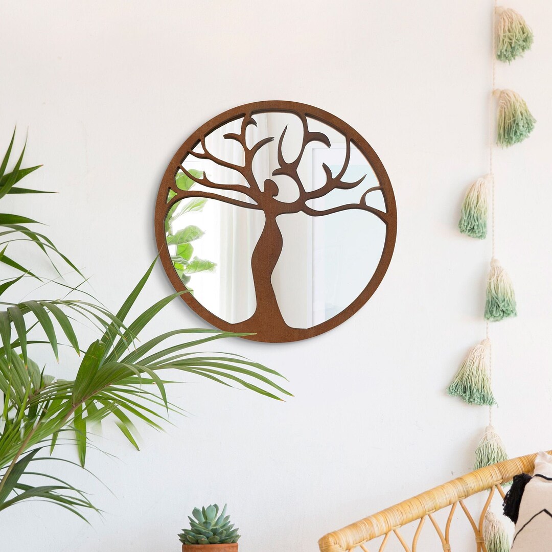 Wood Mirror Tree of Life II Wall Mirror Geometric Mirror - Etsy