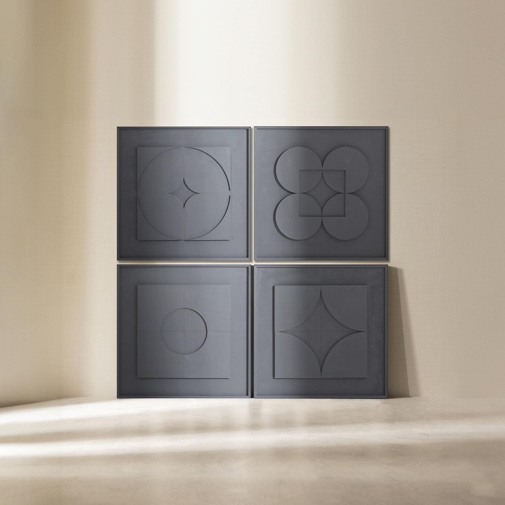 Tetra, Set of 4, Modern Wood Wall Art, Anthracite Painting, 3D Wall ...