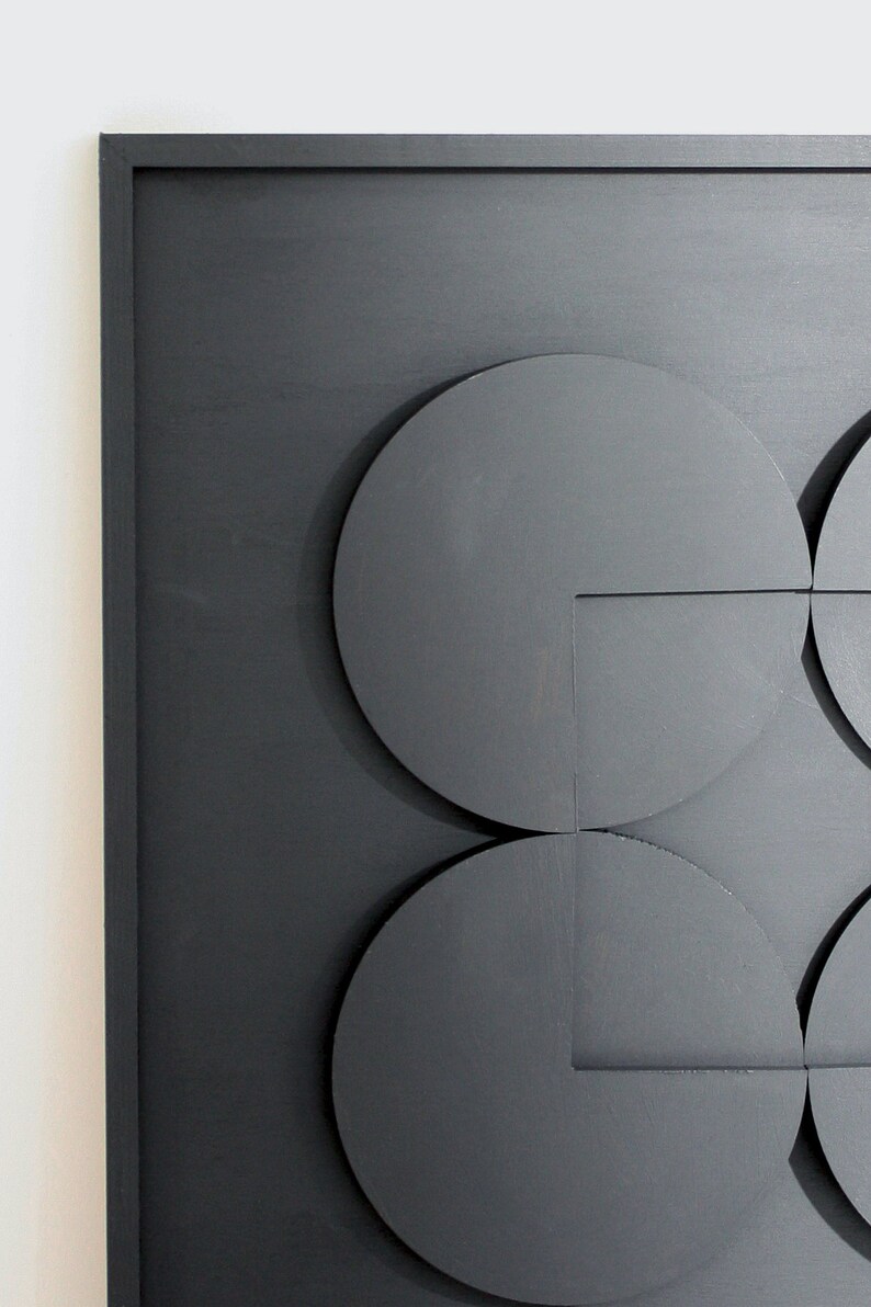 Tetra, Set of 4, Modern Wood Wall Art, Anthracite Painting, 3D Wall ...