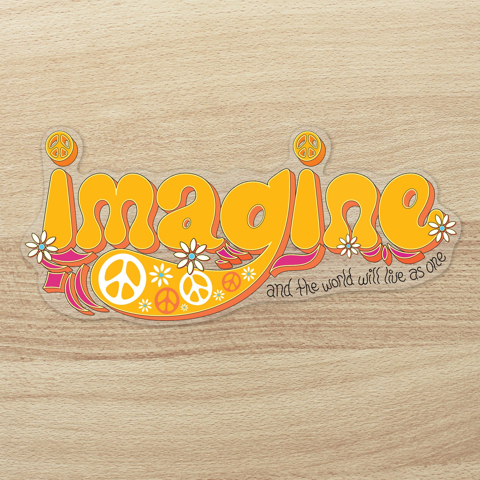 Imagine Vinyl Sticker 6 15.24 Cm Feel Good Peace - Etsy
