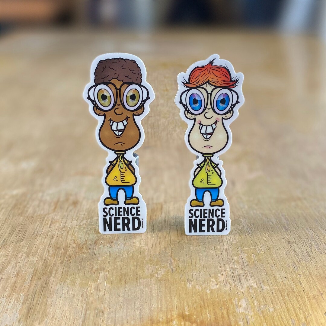 Smiling Super Science Nerd Excited Cartoon Brainiac Sticker - Etsy