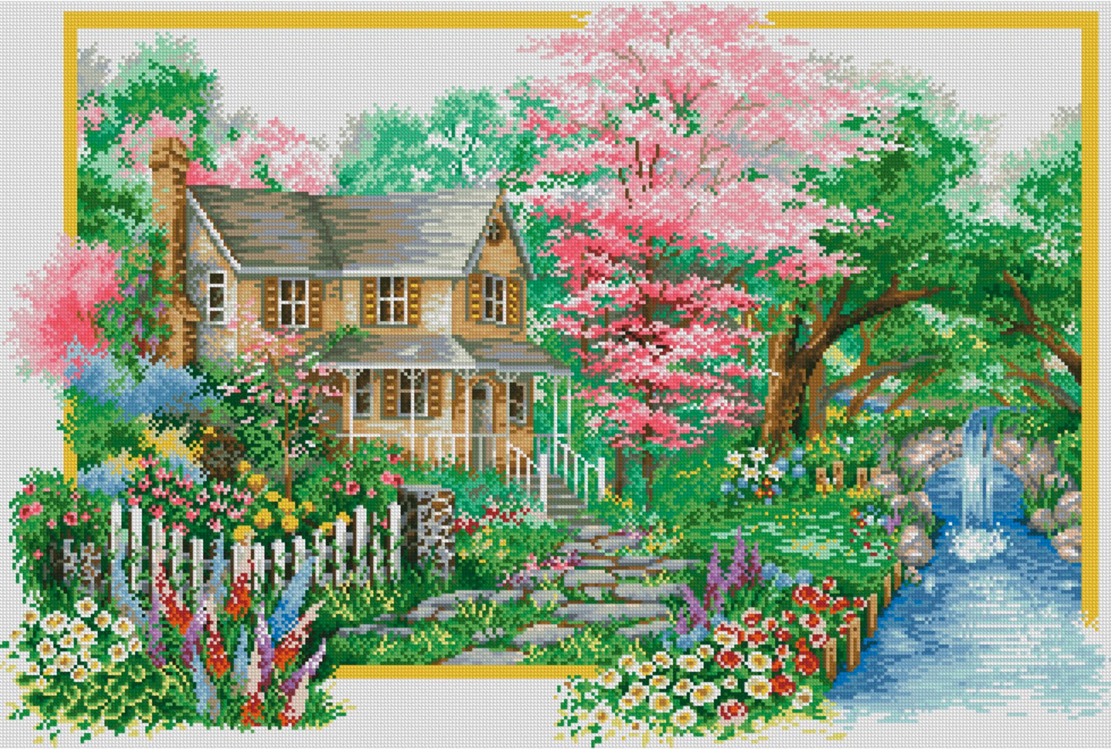 Diamond Painting Kit Seasons Spring Mosaic Diamonds Landscape - Etsy