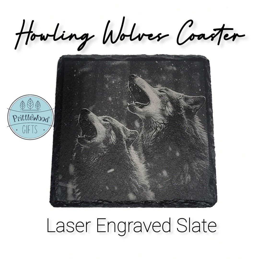 Wolf Coaster, Wolf Gift, Wolves, Slate Coaster Gift, Personalised Wolf ...