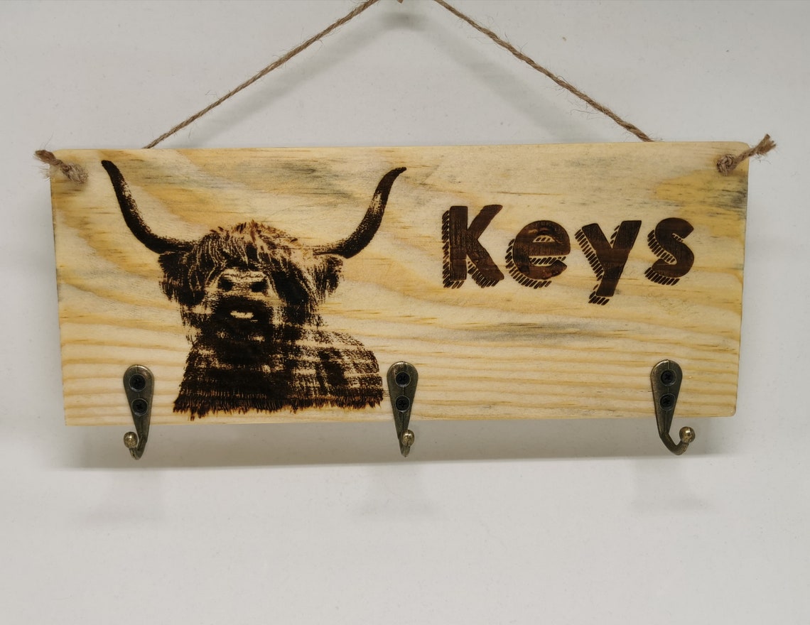 Highland Cow Key Holder Key Hooks Scottish cow key rack | Etsy