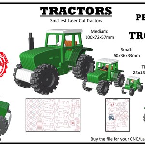 Tractor Laser Cut 3D Model Custom Laser Cut Box in SVG Laser Cut ...