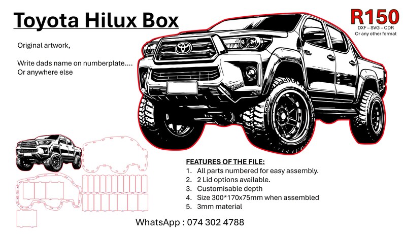 Toyota Hilux Box with Instructions Custom Laser Cut Box - Etsy