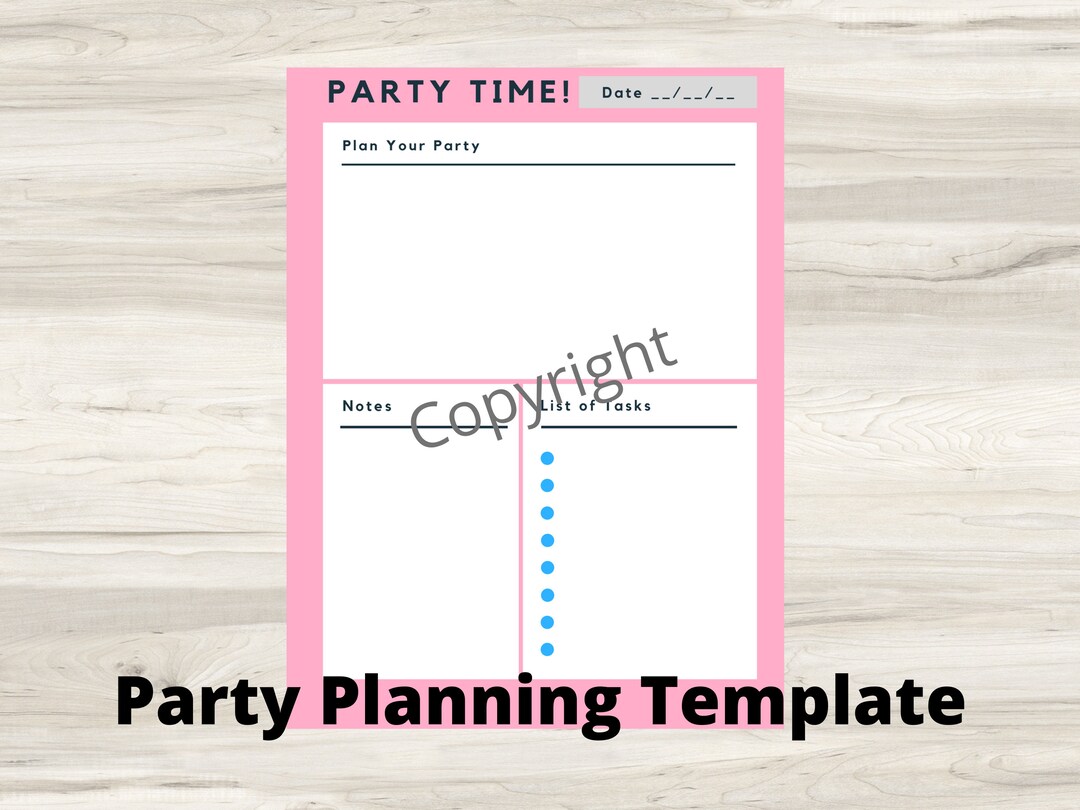 Party Planning Template, Party Plan Download, Plan a Party, How to Plan ...