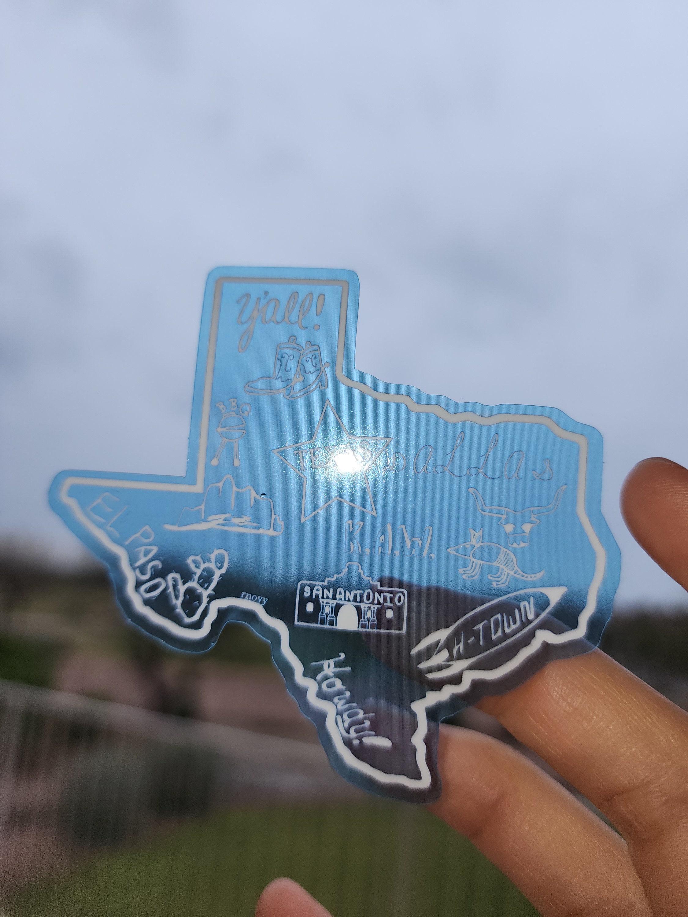 SEMI-TRANSPARENT Texas State Sticker! | Texas Water Bottle Sticker ...