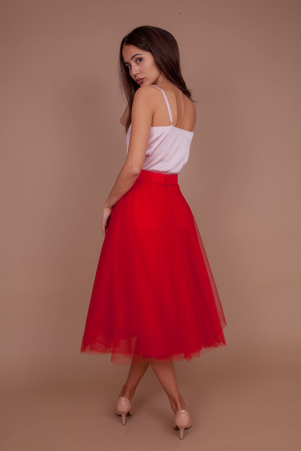 Red Tulle Skirt Woman Wedding Photoshoot Dating Tutu Etsy