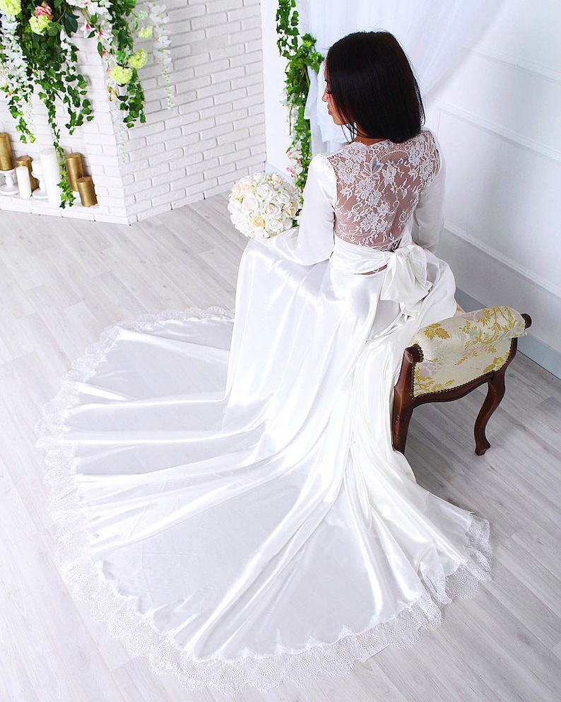 Maternity Gown White Silk Robe Bride Robe Satin Robe Kimono | Etsy