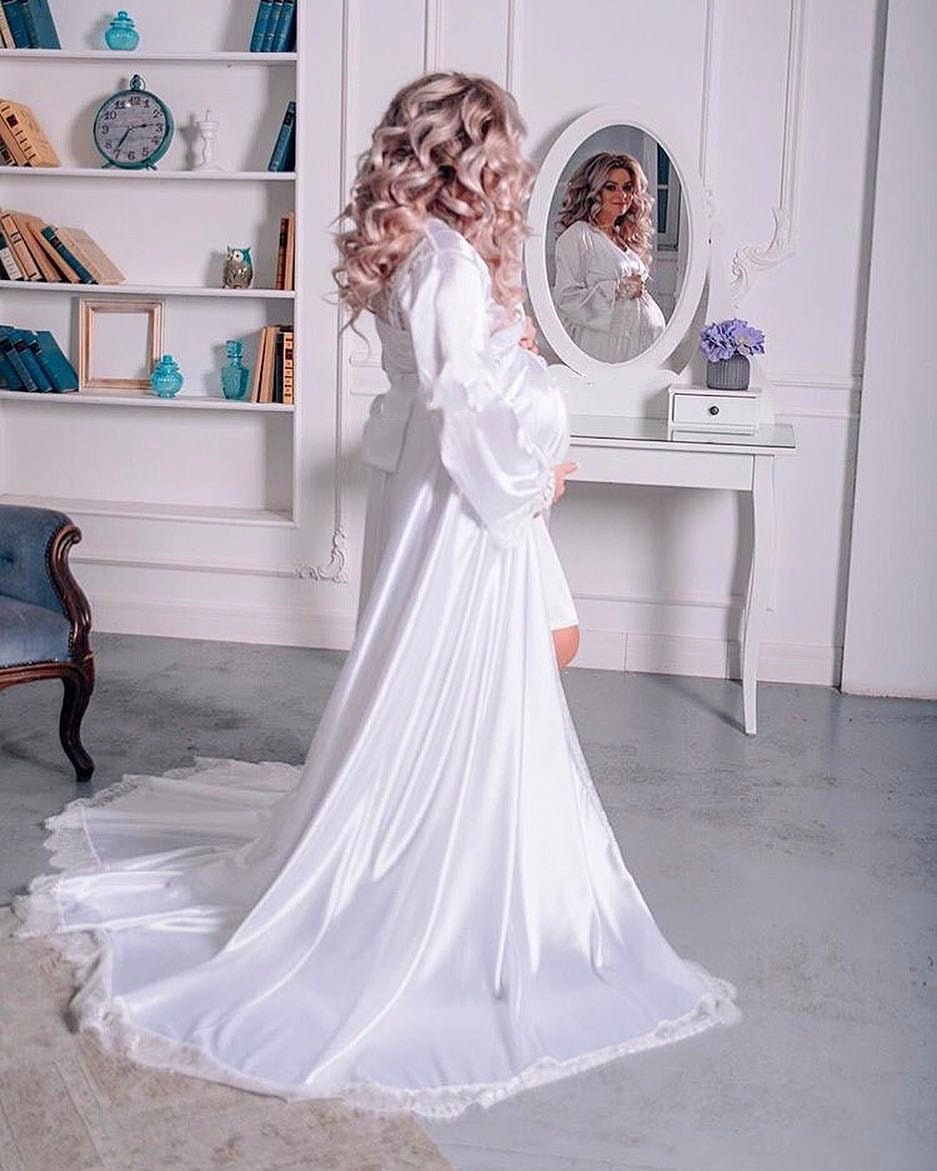 Maternity Gown White Silk Robe Bride Robe Satin Robe Kimono | Etsy