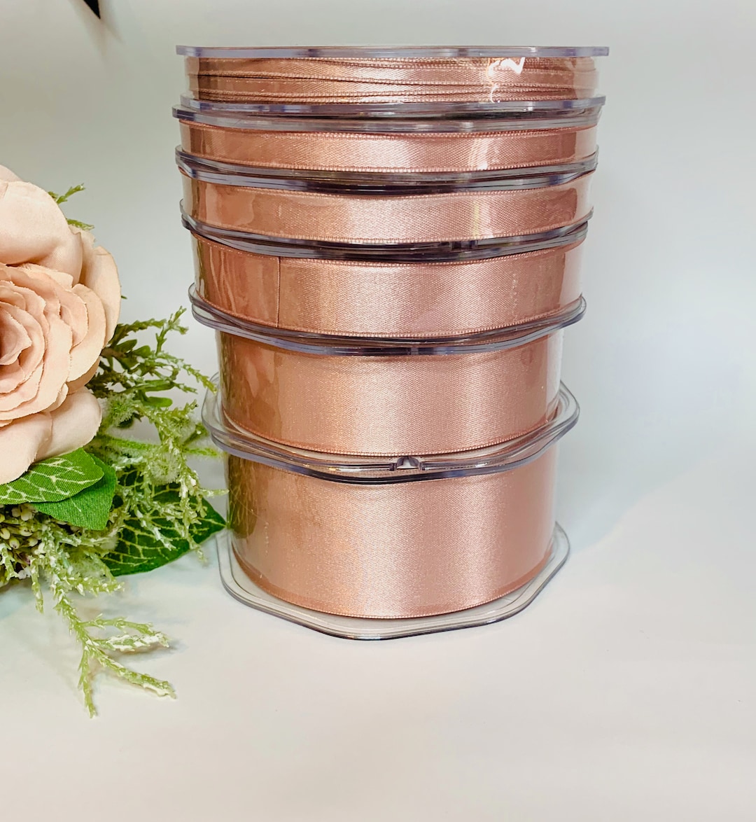 Rose Gold Double Sided Satin Ribbon, Gift Wrapping, 7 Sizes, Wedding ...