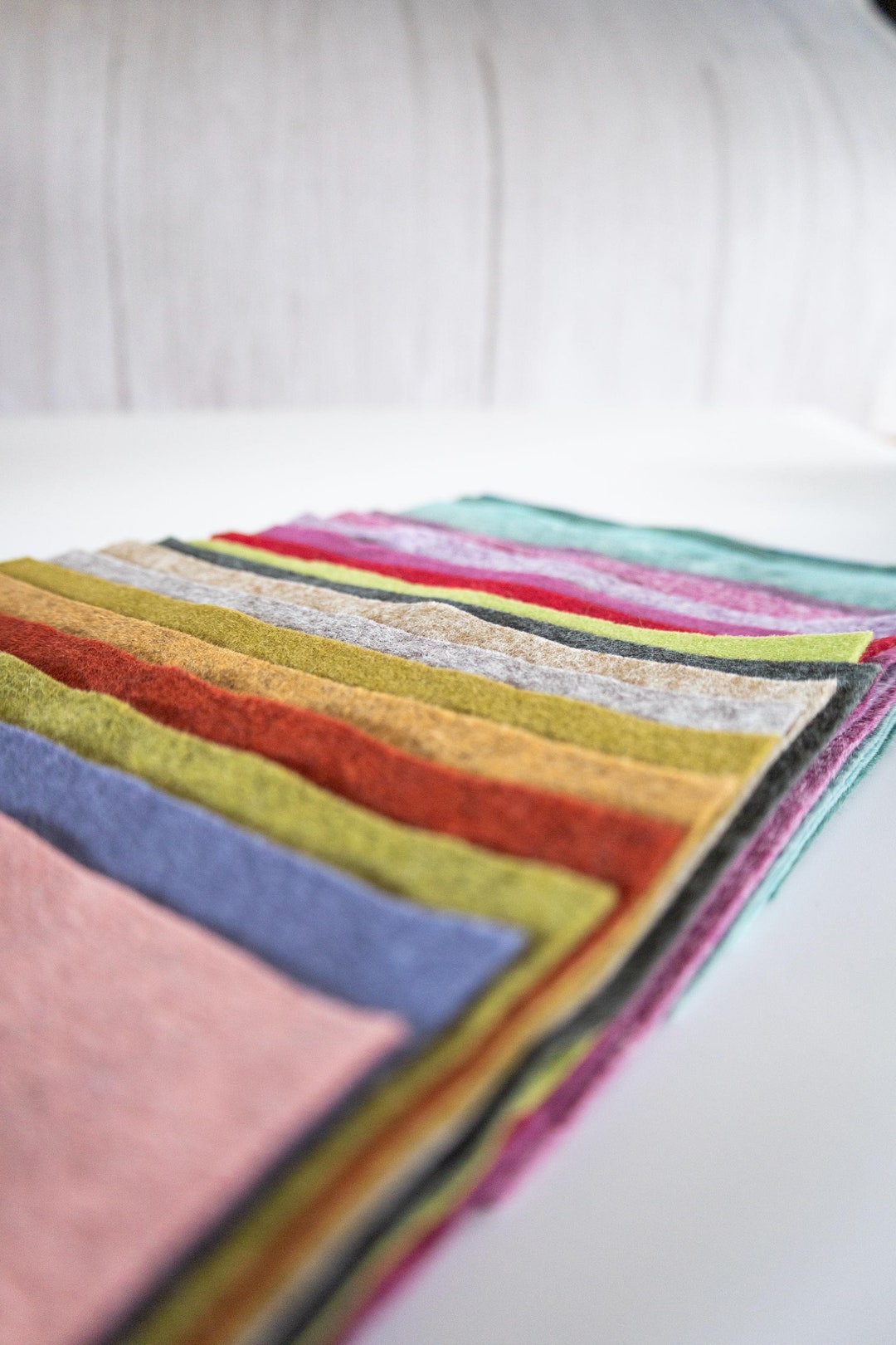 Wool Mix Felt Sheets 12”x12”, Top Quality, 64 Colours Wool Felt Blend ...
