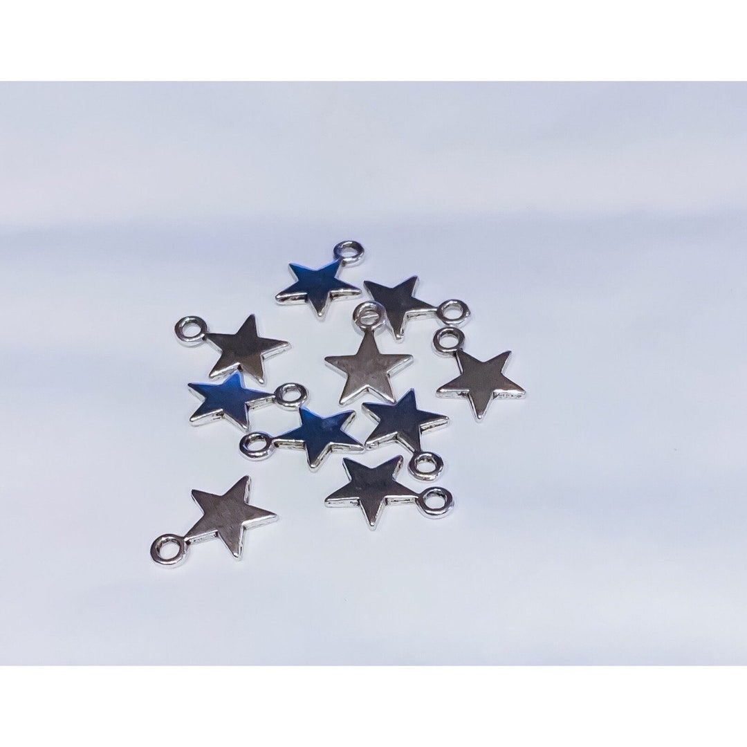 Small Silver Star Charms, Tiny Charms, Christmas Star Charms, Celestial ...