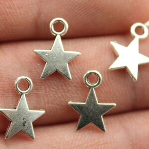 Small Silver Star Charms, Tiny Charms, Christmas Star Charms, Celestial ...