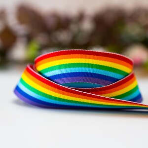 Rainbow Ribbon, LGBTQ Pride Ribbon , 10mm / 15mm / 25mm Widths, Narrow ...
