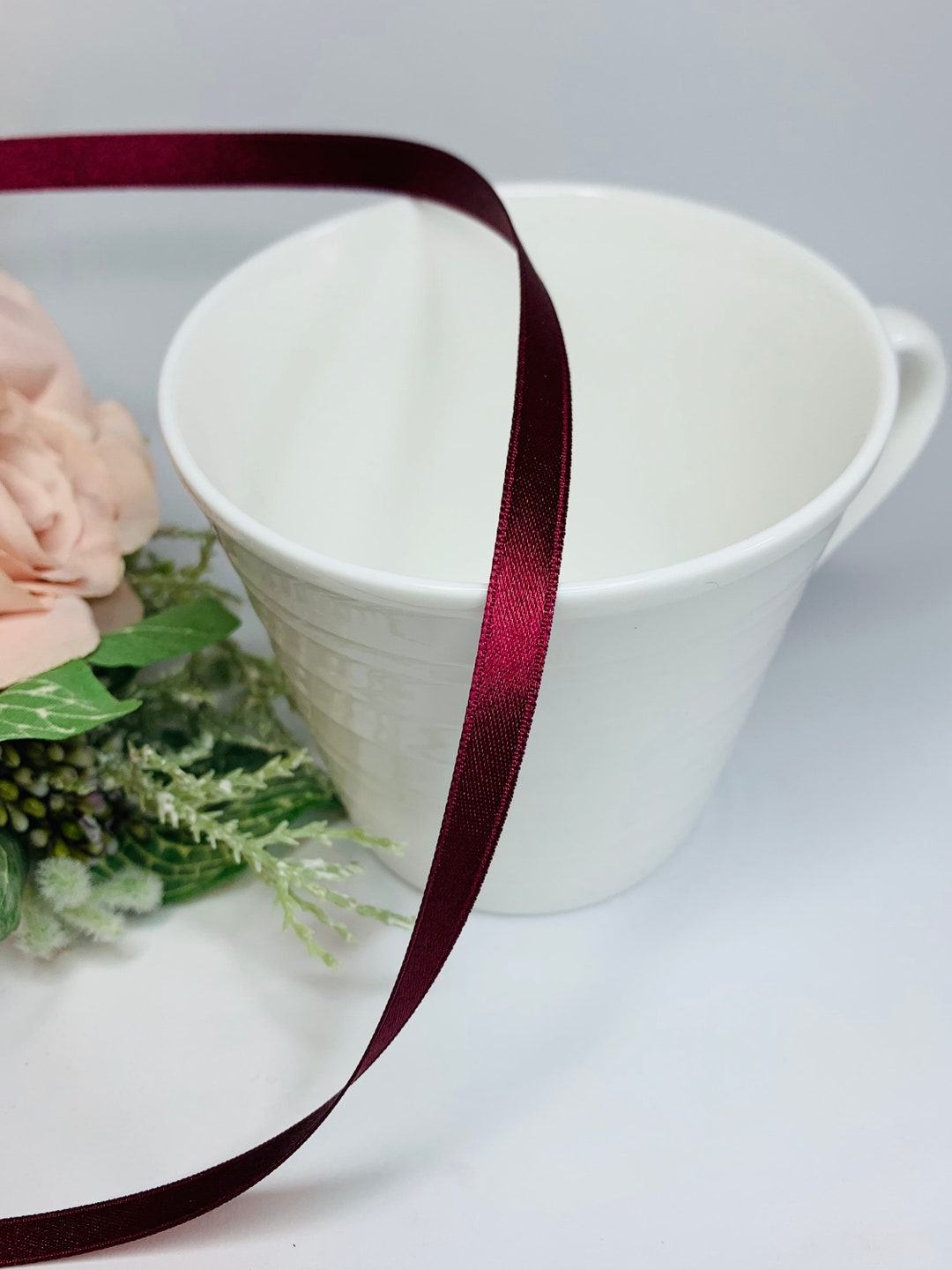 Burgundy Ribbon, Double Faced Satin Ribbon, in Reels or Cut Lengths ...