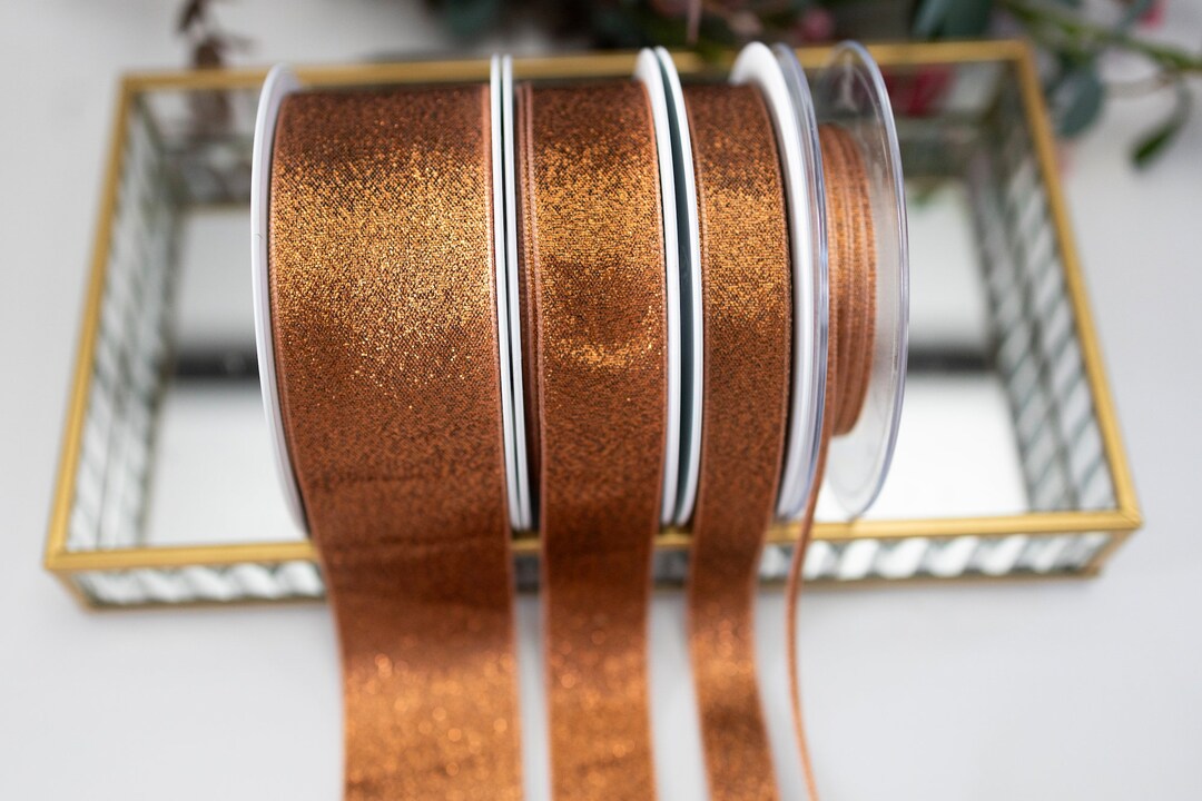 Bronze Sparkly Metallic Lame Ribbon Widths 3mm 7mm 15mm 25mm 40mm ...