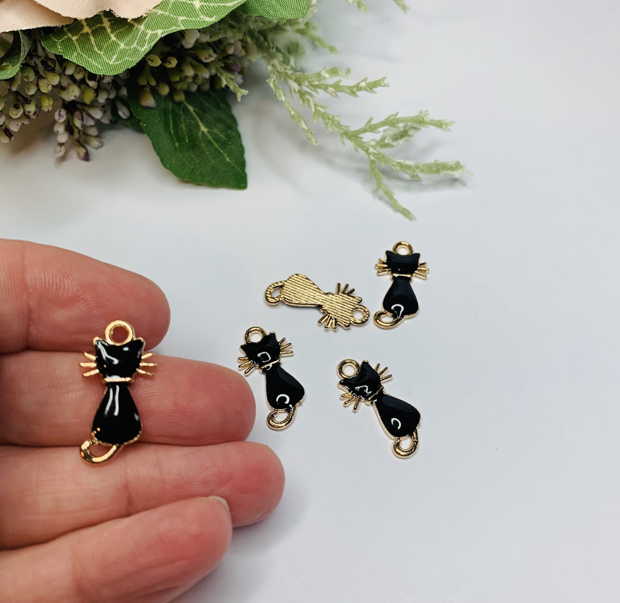 Cat Charms Enamel Cat Charms Jewellery Making Craft - Etsy